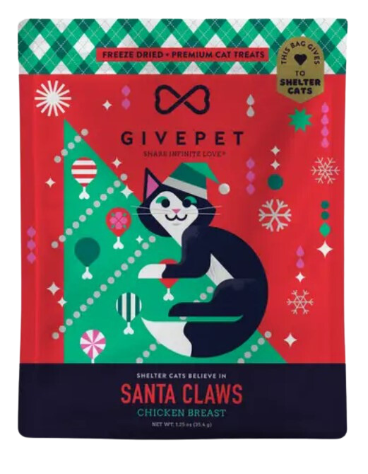 *Seasonal - WINTER* GivePet Grain Free Cat Treats - Santa Claws 1oz Ba ...