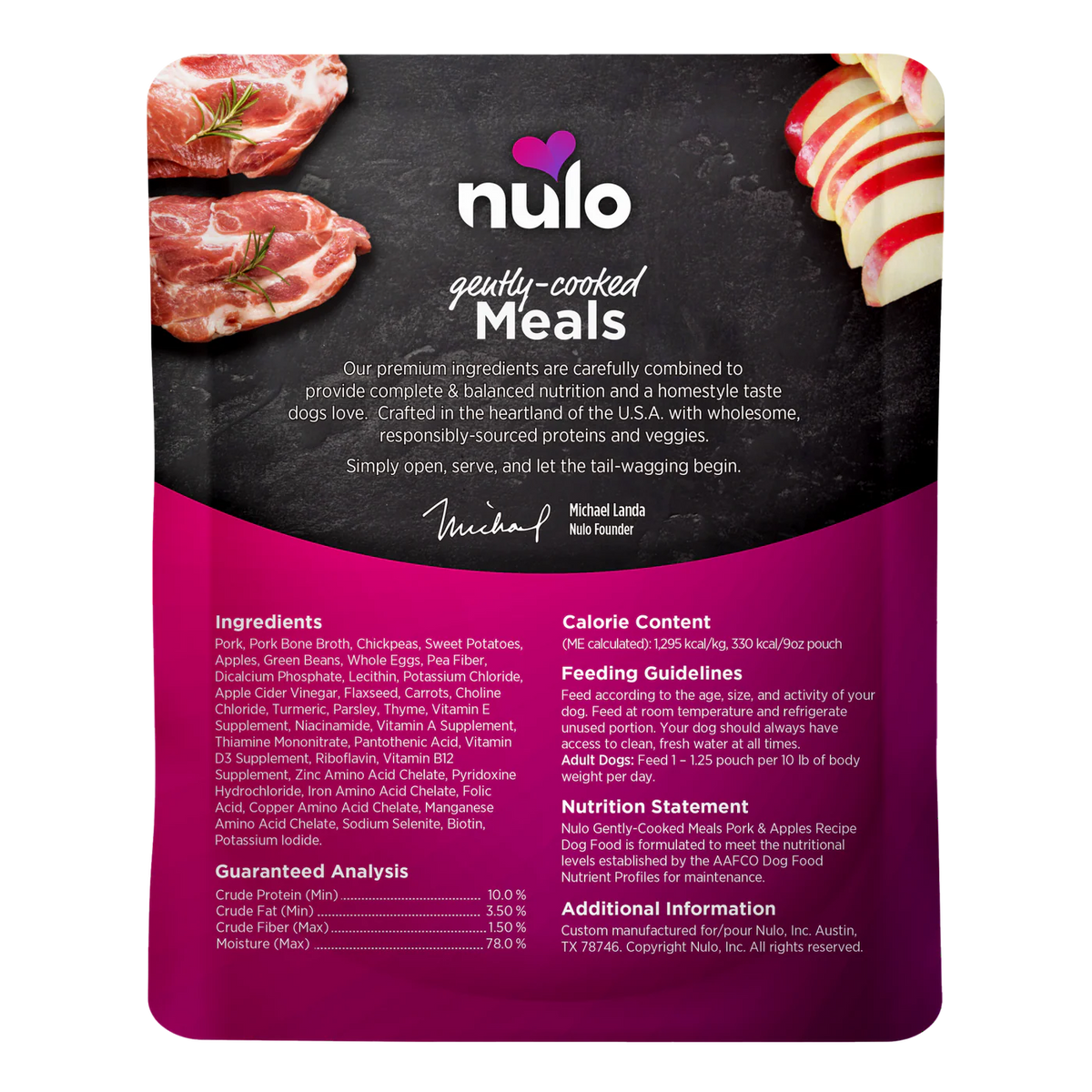 Nulo Gently-Cooked Meals - Pork & Apple Recipe Adult Dog Food 9oz Pouc ...